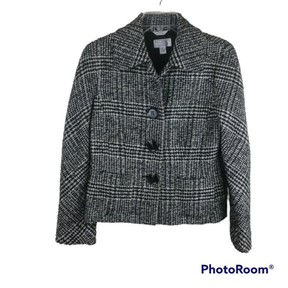 Talbots | Jackets & Coats | Talbots Black White Plaid Alpaca Wool ...